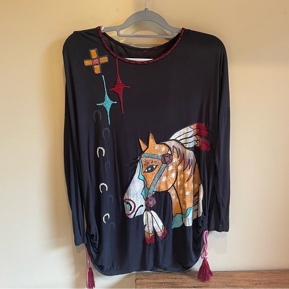 Double D Ranch | Tops | Double D Ranch Top Womens Medium Horse Shirt ...